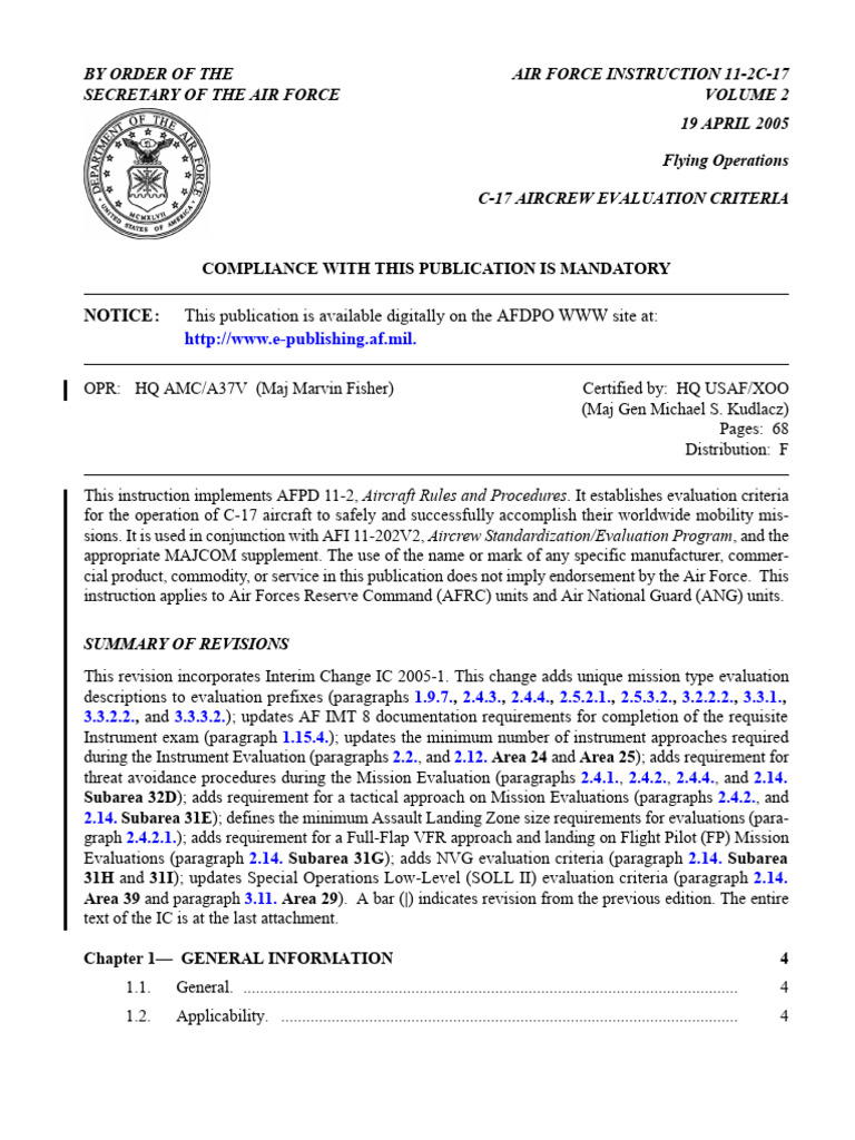 afi11-2c-17v2 (C-17 Eval) | PDF | Flight Instructor | Runway