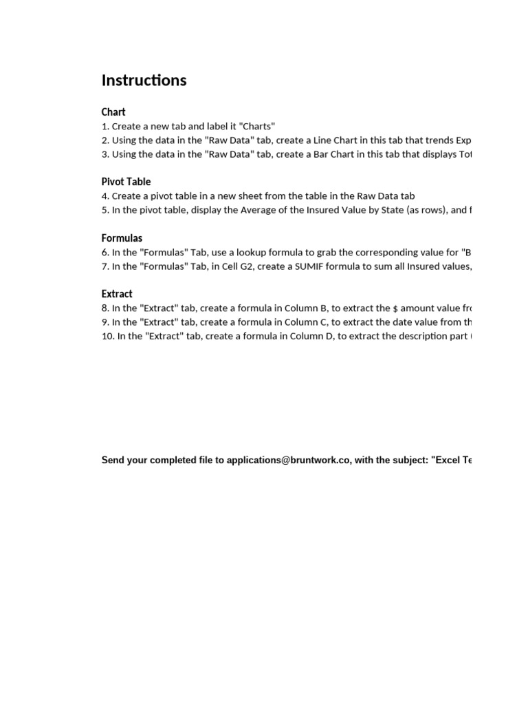 Bruntwork Excel Test Instructions | PDF | Microsoft Excel | Computing