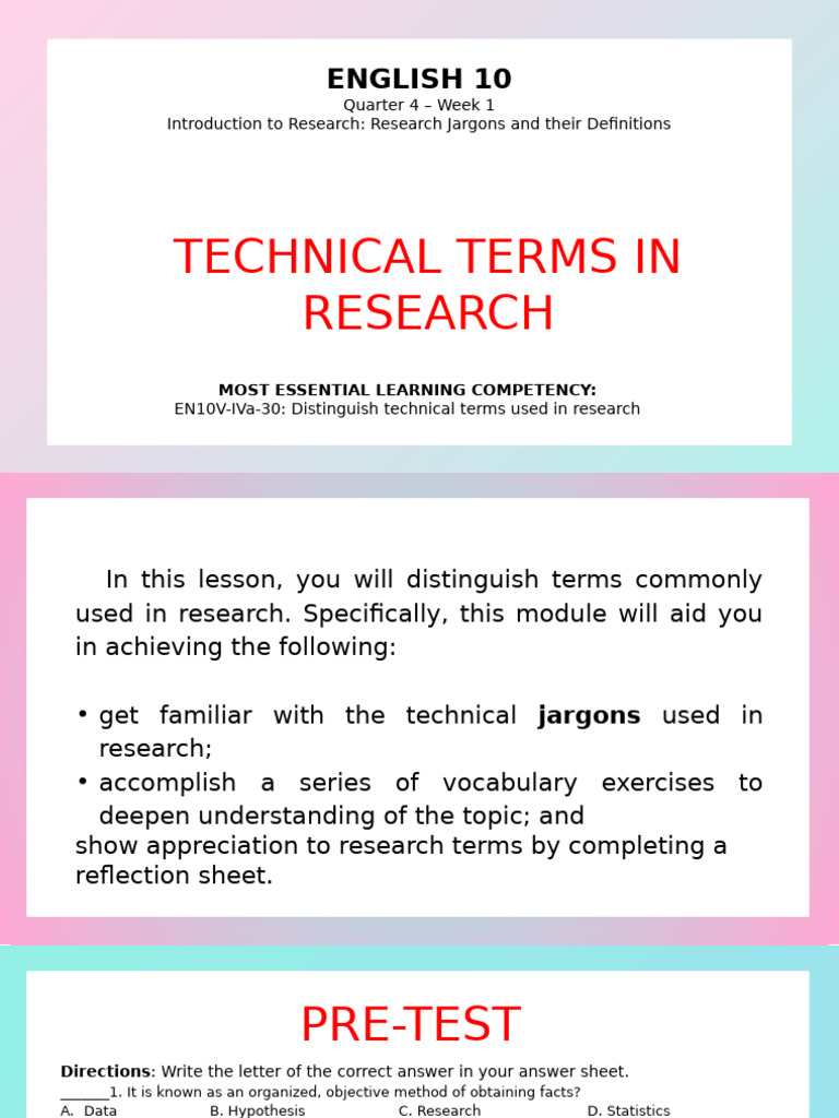 English-10 Q4 Week-1 | PDF | Mean | Validity (Statistics)