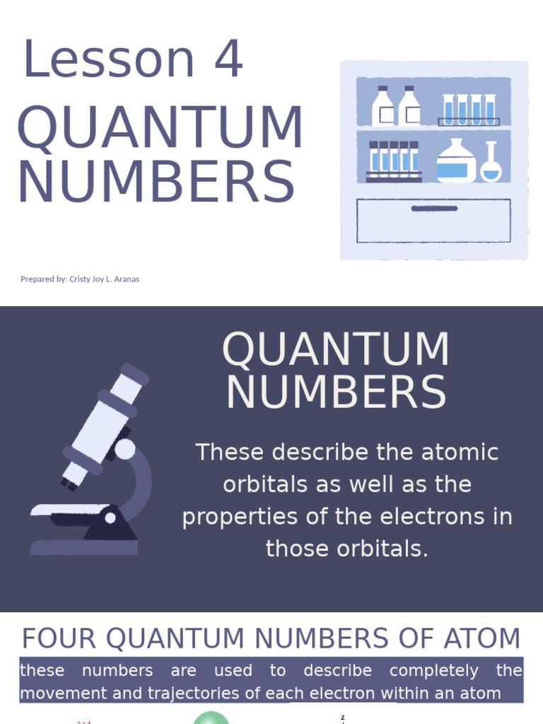 Lesson 4 - Quantum Numbers | PDF | Atomic Orbital | Physical Sciences