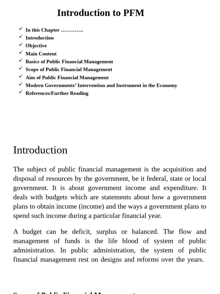 Introduction To PFM | PDF | Government Budget Balance | Economies