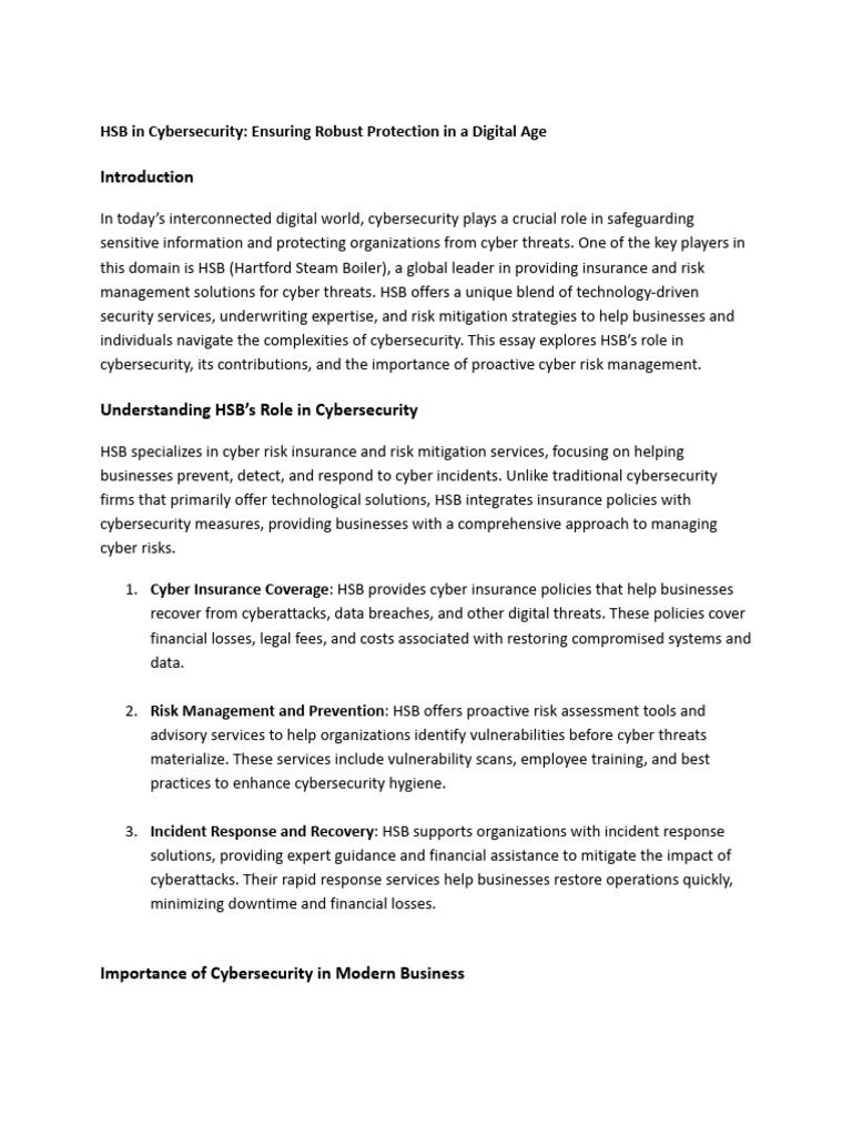 HSB in Cybersecurity - Ensuring Robust Protection in A Digital Age ...