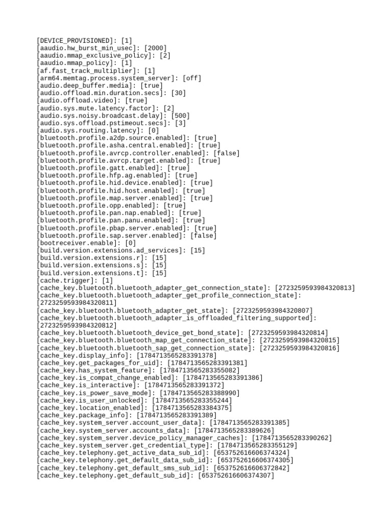 Android System Configuration Data | PDF | Computing | Information And Communications Technology
