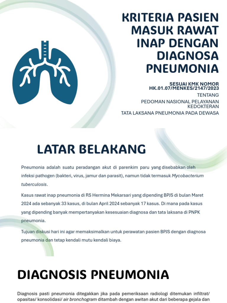 Kriteria Rawat Inap Pneumonia 2023 | PDF
