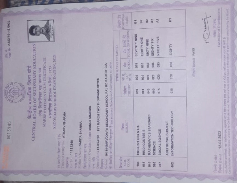 Class X Certificate | PDF