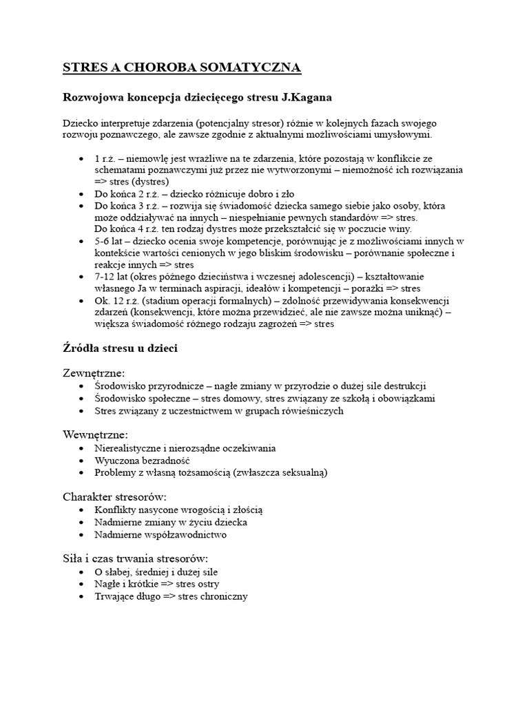 Stres A Choroba Somatyczna | PDF