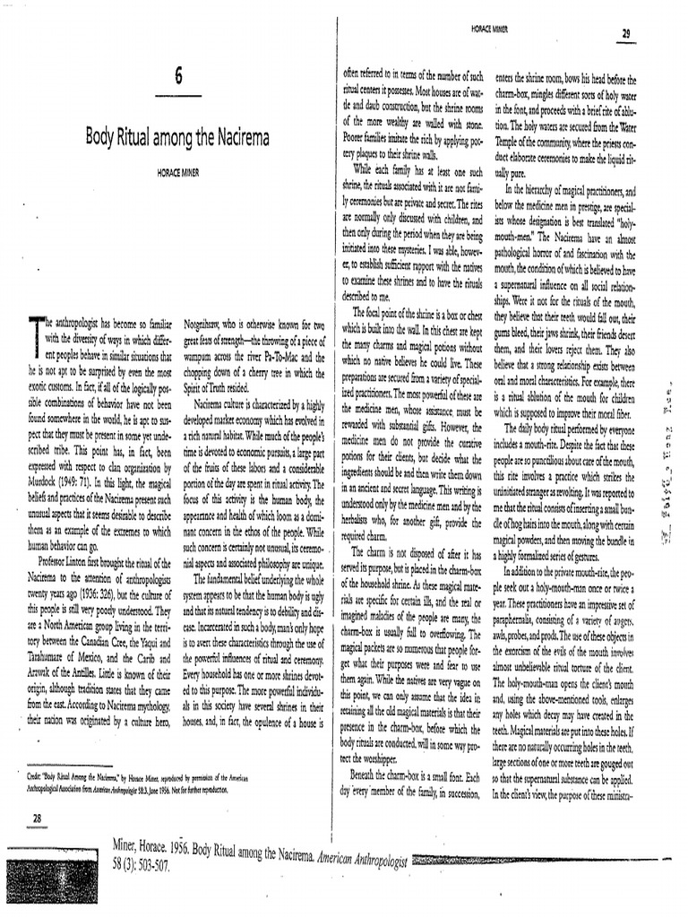 Body Ritual among the Nacirema | PDF