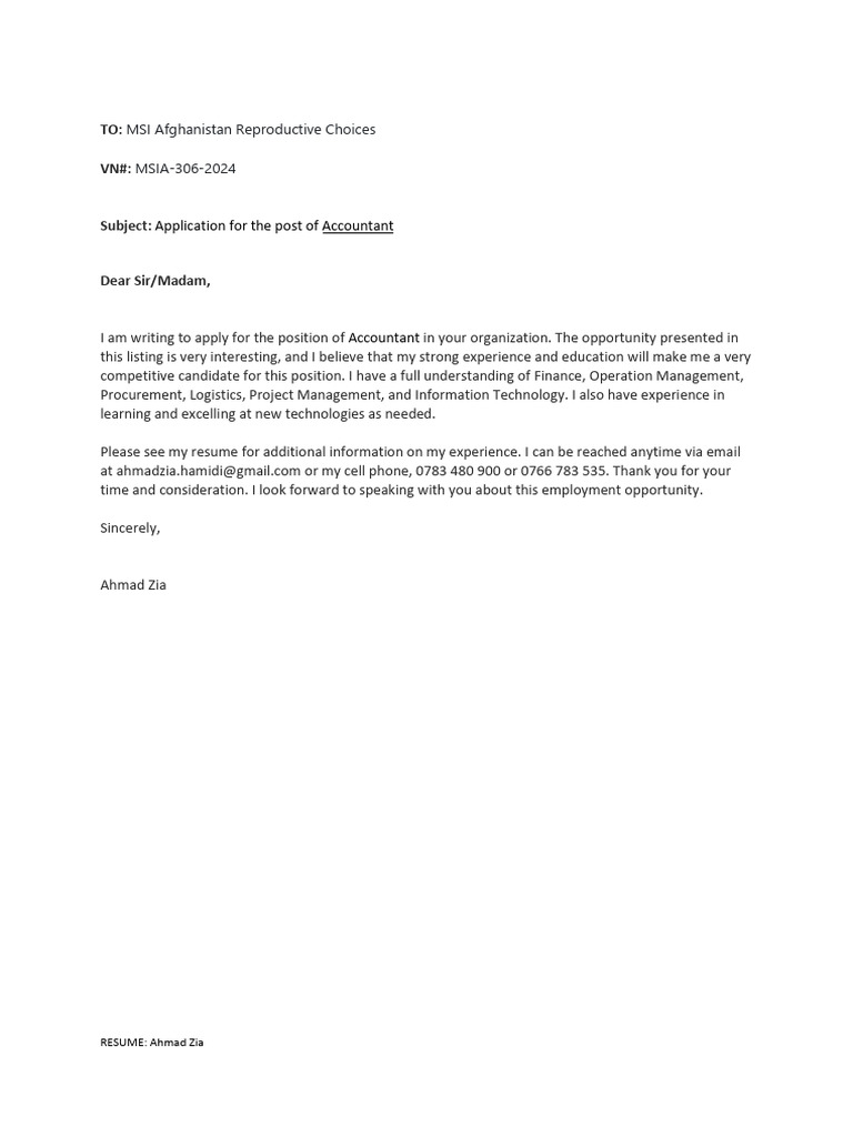 Resume Ahmad Zia Hamidi | PDF | Accounts Payable | Bookkeeping