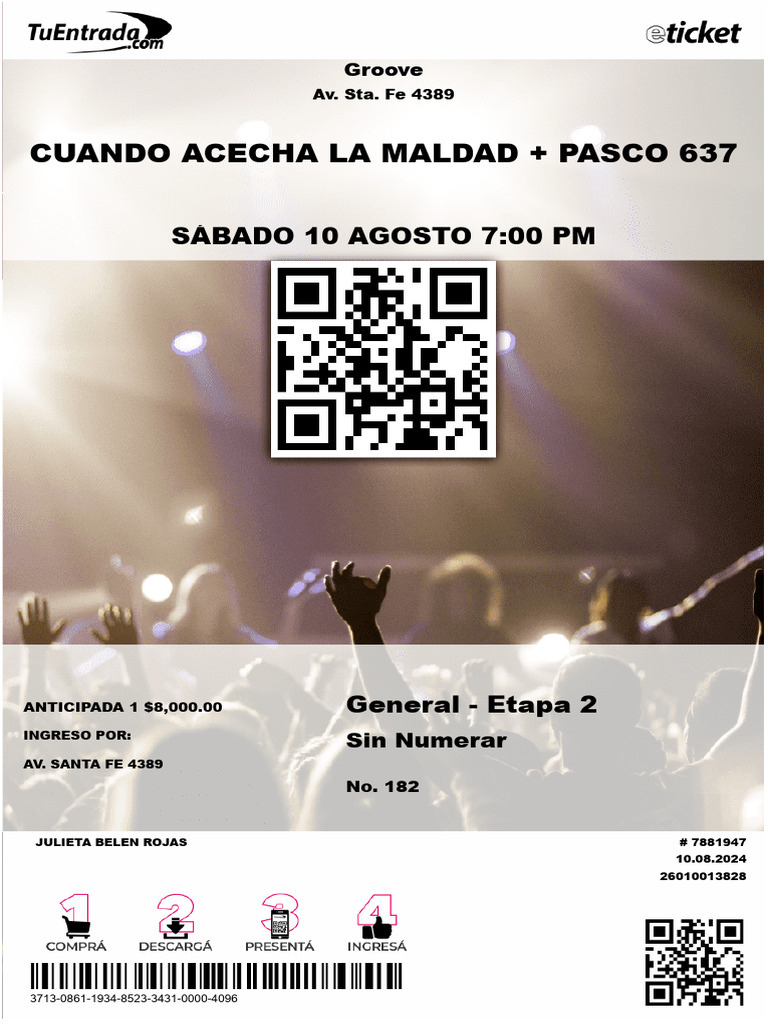 Entrada Cuando Acecha La Maldad Pasco 637 - 10 08 24 Julieta Belen Rojas | PDF