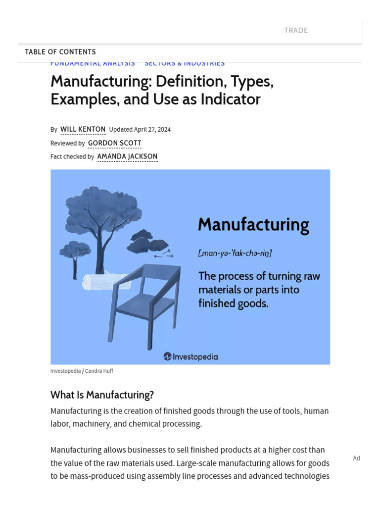 Manufacturing - Definition, Types, Examples, and Use As Indicator | PDF ...