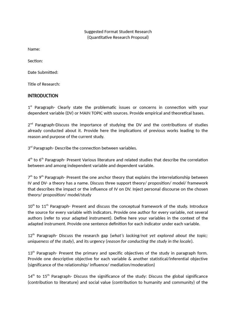Quantitative Research Proposal Format | PDF | Sampling (Statistics) | Scientific Method