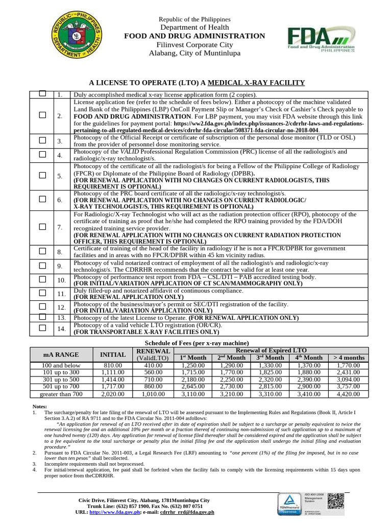 FDA License Application for X-Ray Facility | PDF | Radiography | Radiology