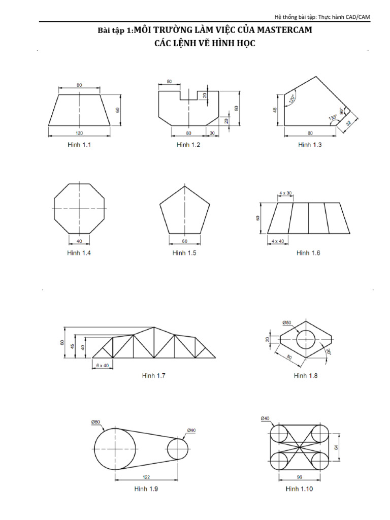 Bai Tap Thuc Hanh CAD CAM - 2024 | PDF