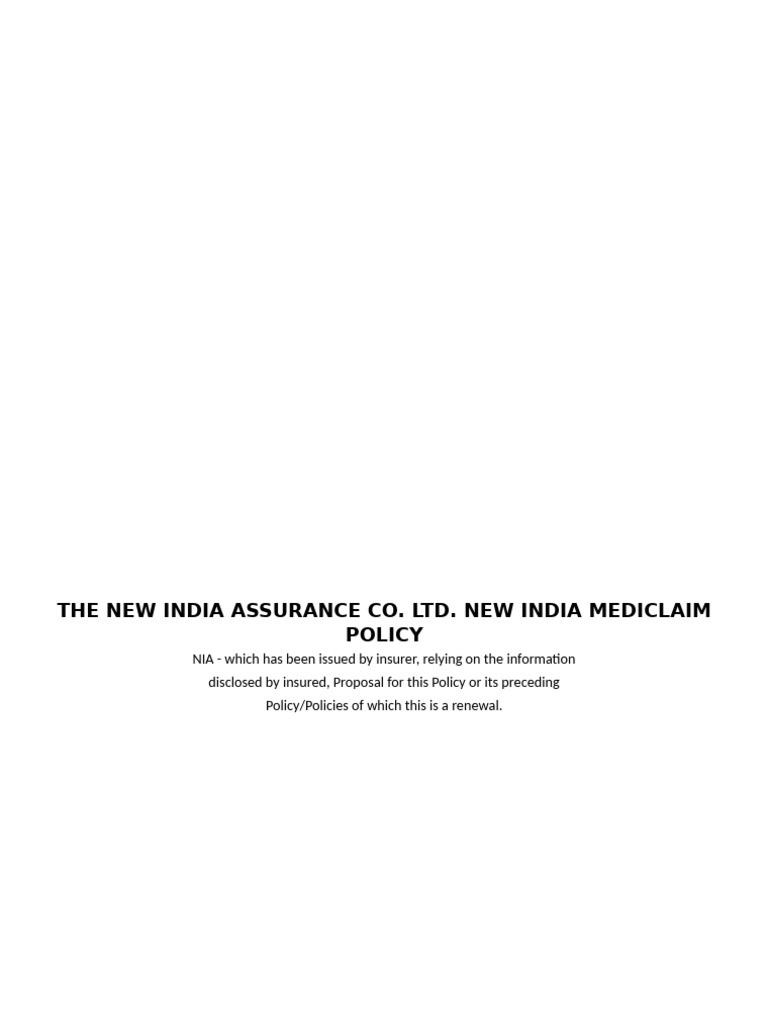 New India Assurance Mediclaim Policy Guide | PDF | Hospital | Intensive ...