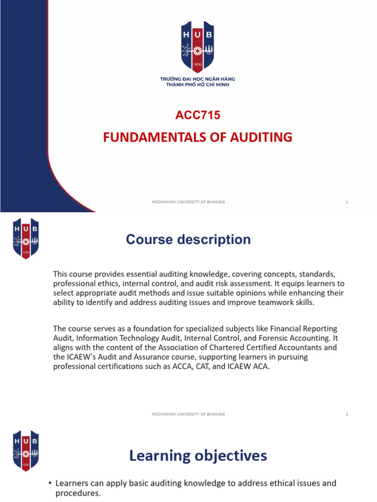 Slides - ACC 715 Fundamentals of Auditing.2024 | PDF | Audit | Internal ...