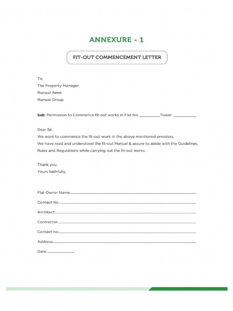 Fit-Out Annexure 1 To 10 Forms | PDF