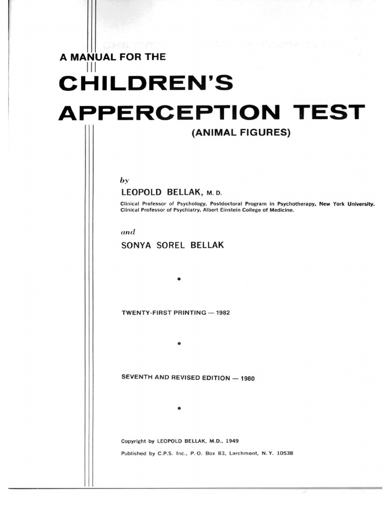 Children S Apperception Test 1736620510 | PDF