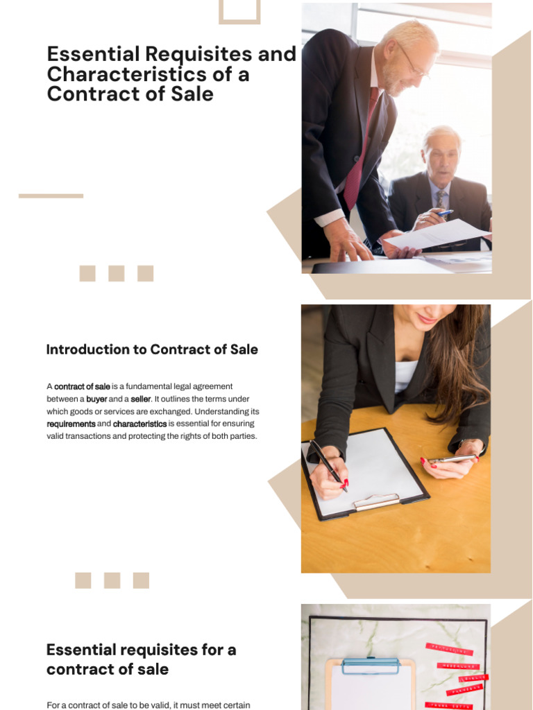 Law 2 Characteristics and Essential Elements of Contract of Sale | PDF