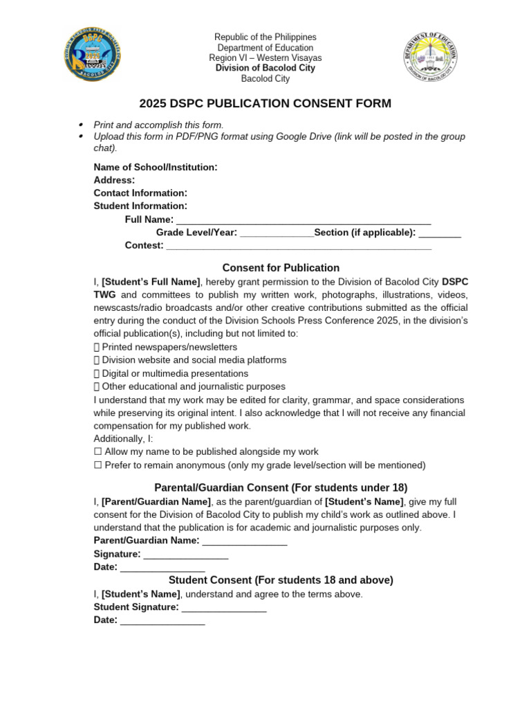 2025 Dspc Publication Consent Form | PDF