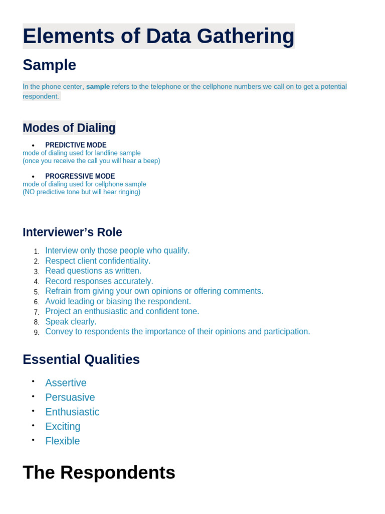 Elements of Data Gathering | PDF | Sampling (Statistics) | Questionnaire