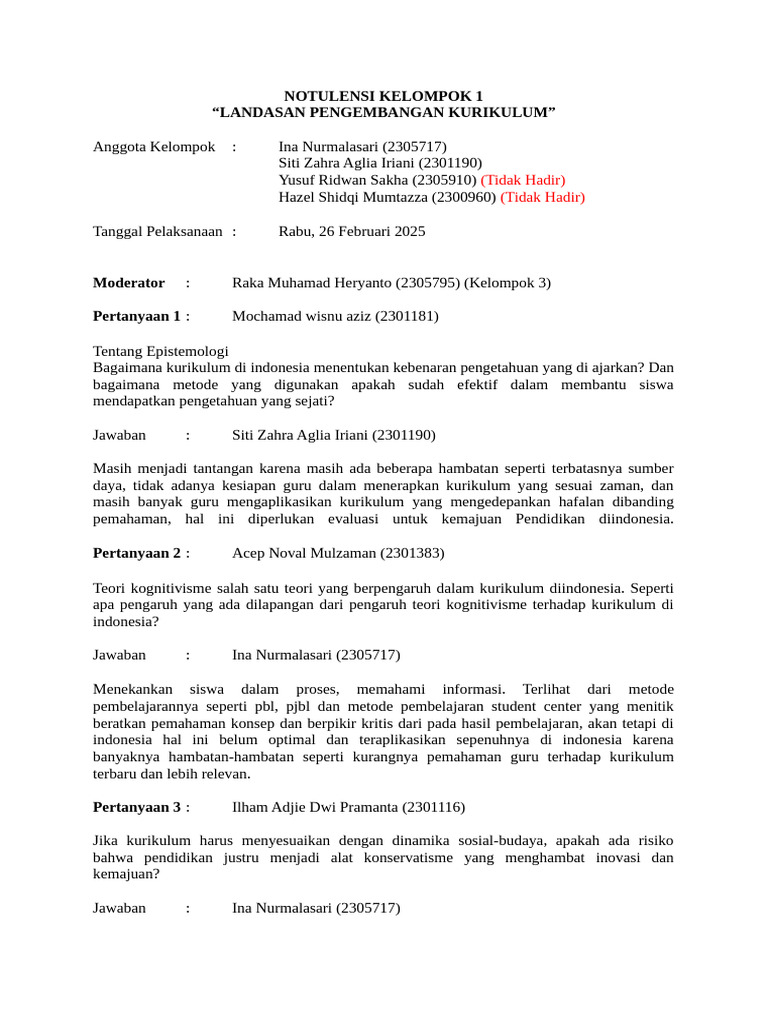 Notulensi Kelompok 1 Dan 2 | PDF