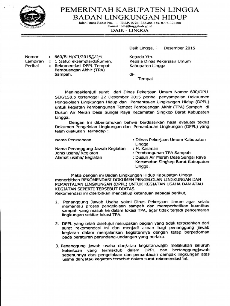 Izin Lingkungan TPA | PDF