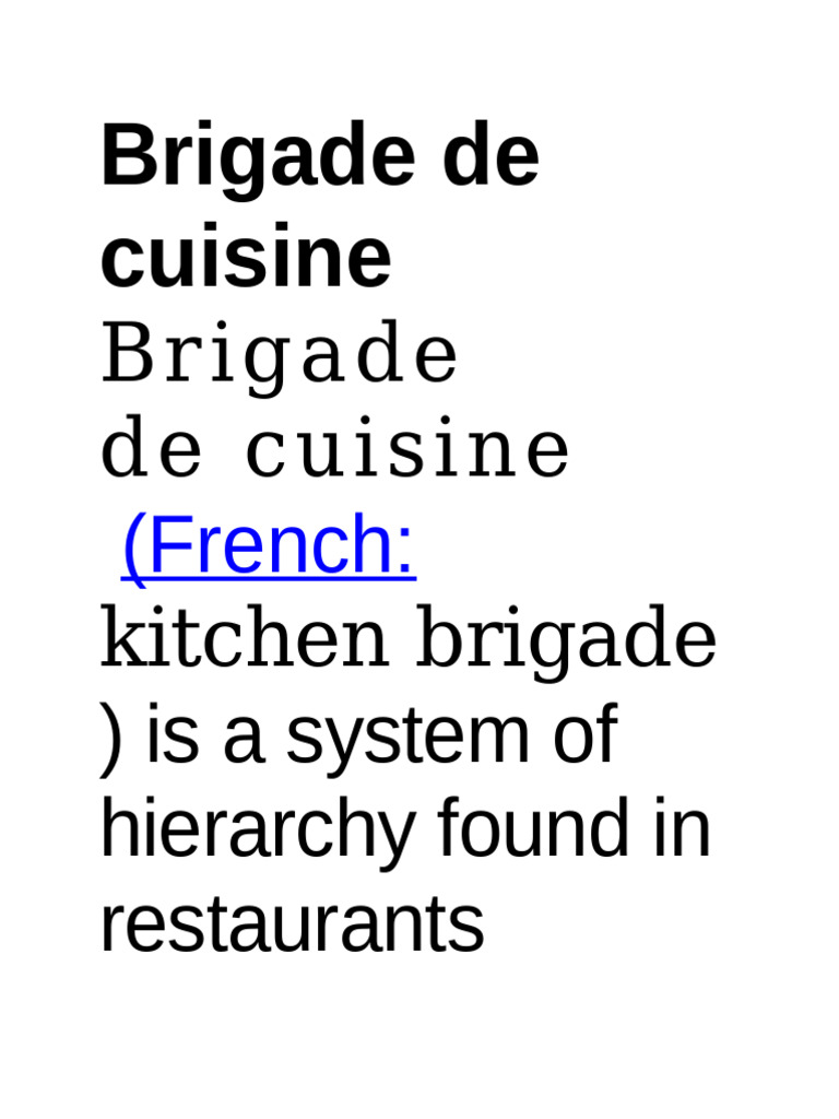 Brigade de Cuisine, Foodselection | PDF | Chef | Foods