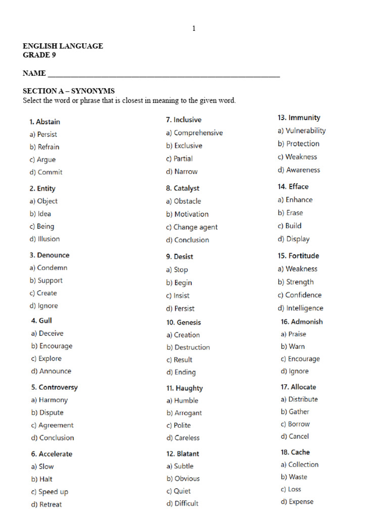 Grade 9 Language Practice | PDF