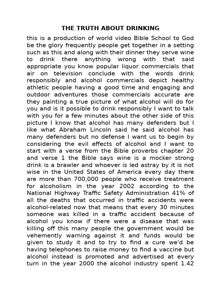 The Truth About Drinking | PDF | Alcohol Intoxication | Wine