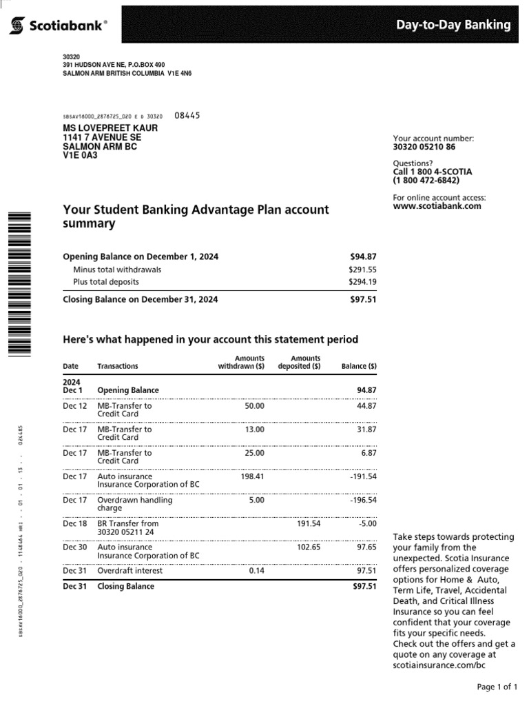 Statements | PDF | Overdraft | Financial Services