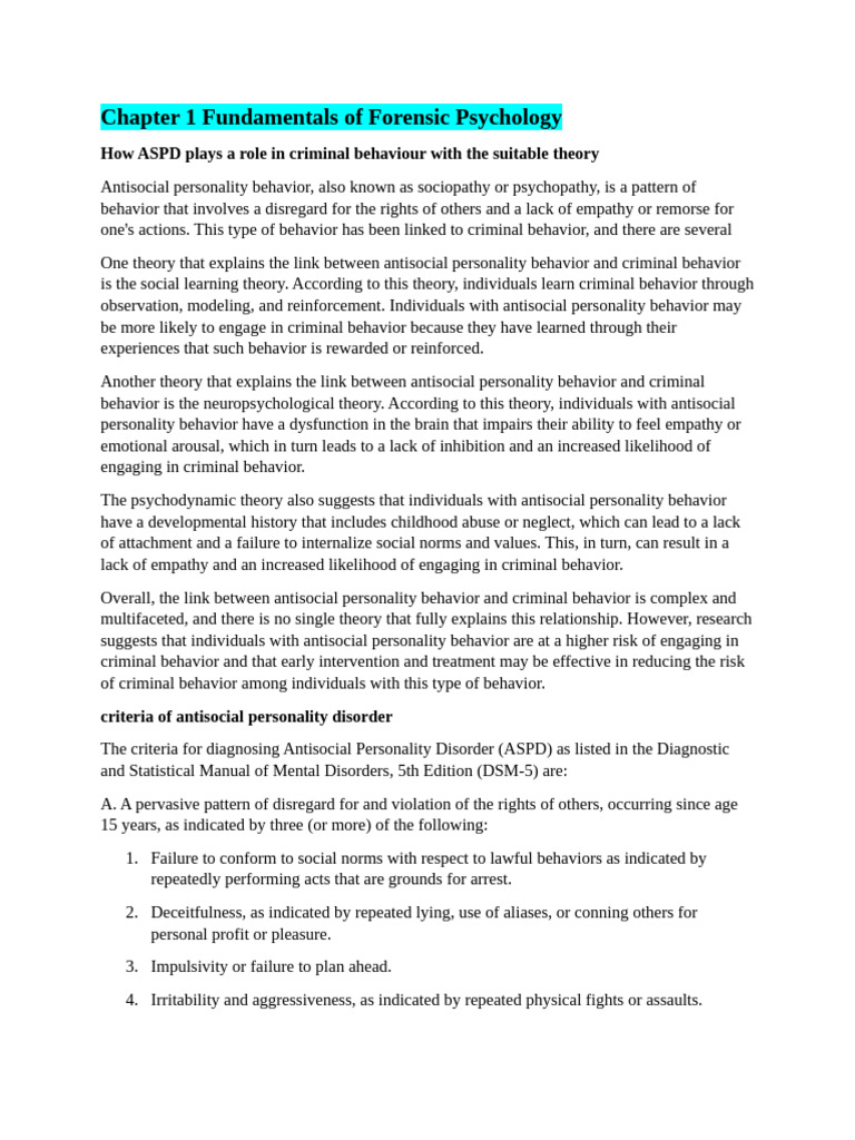 Forensic notes | PDF | Antisocial Personality Disorder | Money Laundering