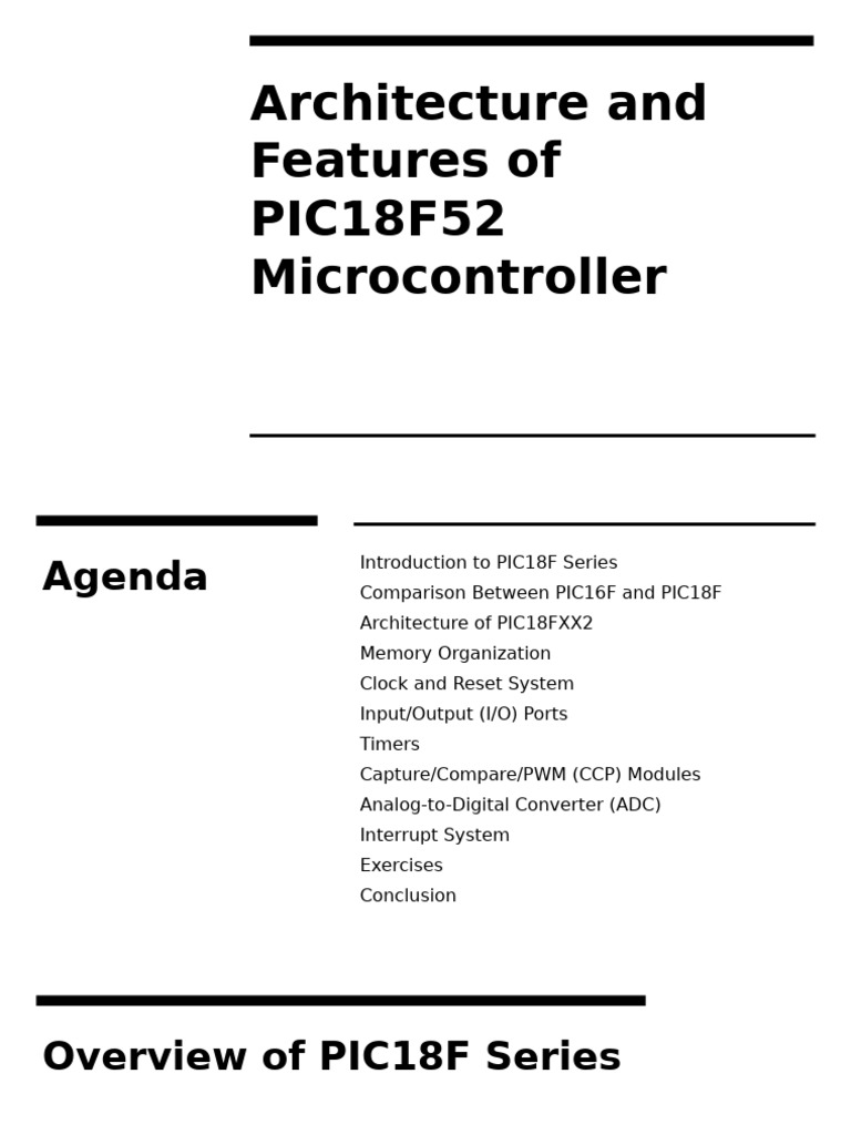 PIC18F52 Microcontroller Architecture Overview | PDF | Analog To ...