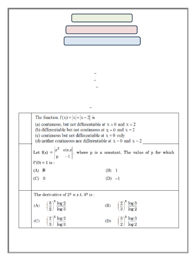 5. CLASS XII CONTINUITY & DIFFERENTIABILITY SELF-ASSESSMENT TEST (2024 ...