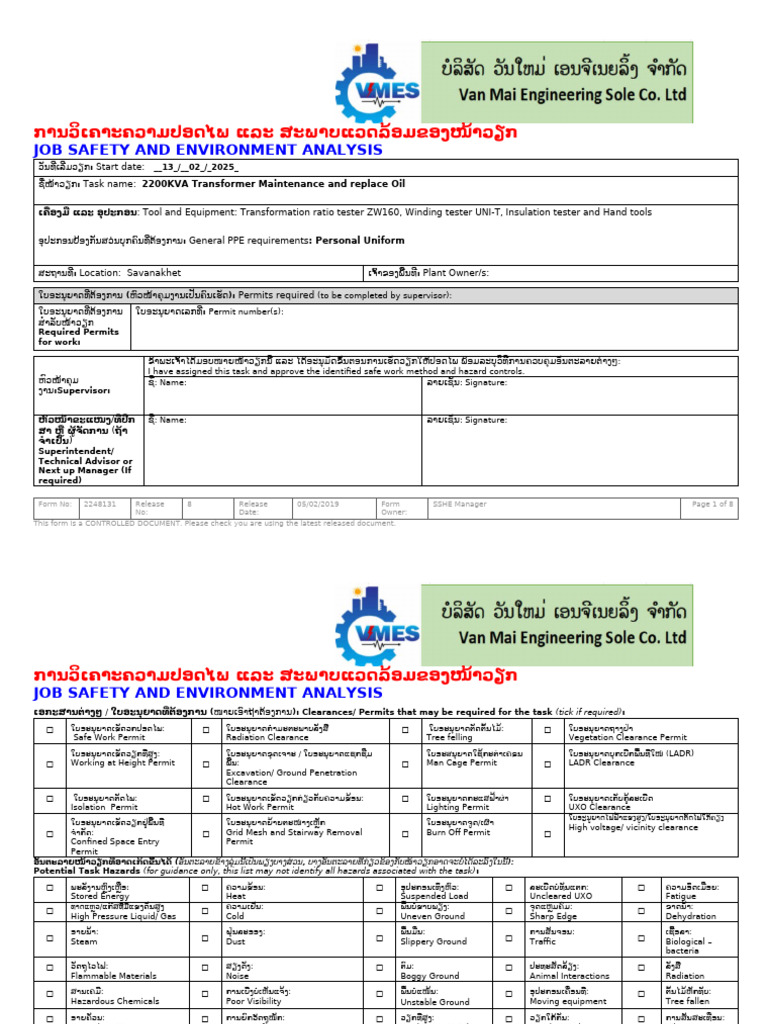(JSEA) Form | PDF | Safety | Occupational Safety And Health