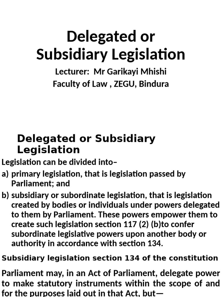 Understanding Subsidiary Legislation | PDF | Bill (Law) | Common Law
