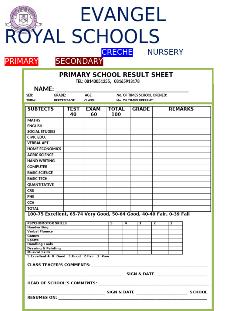 Primary Report Card | PDF
