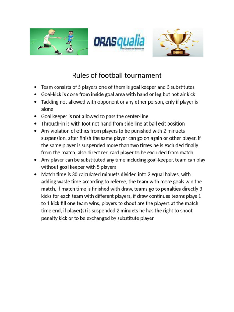 Football Tournament Rules and Regulations | PDF