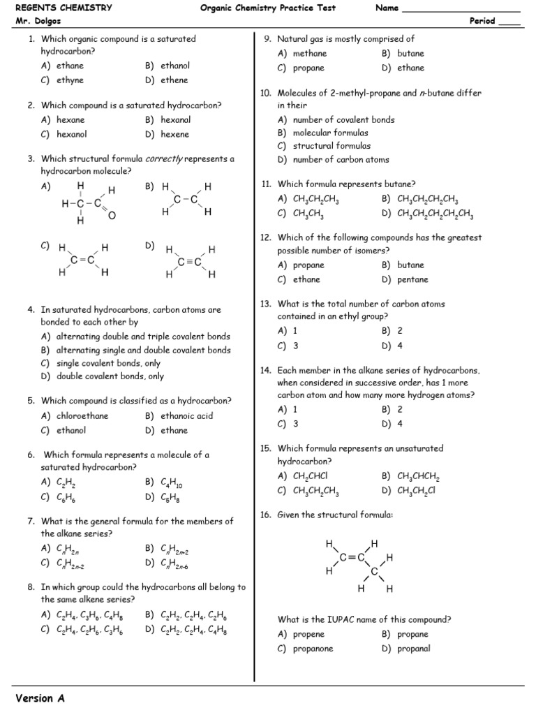 test_-_organic_practice | PDF | Hydrocarbons | Alkane