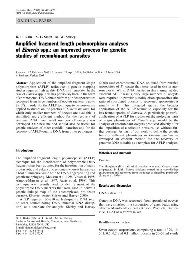 3 - Amplified Fragment Length Polymorphism Analyses | PDF | Genetic Linkage | Biochemistry