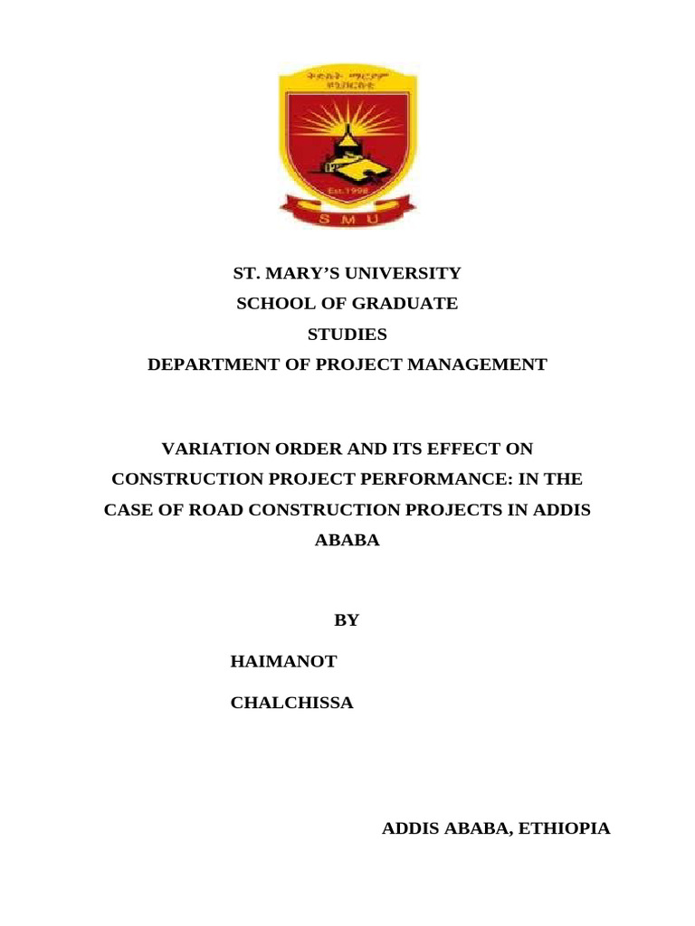 Variation Orders in Addis Ababa Road Projects | PDF | Statistics ...