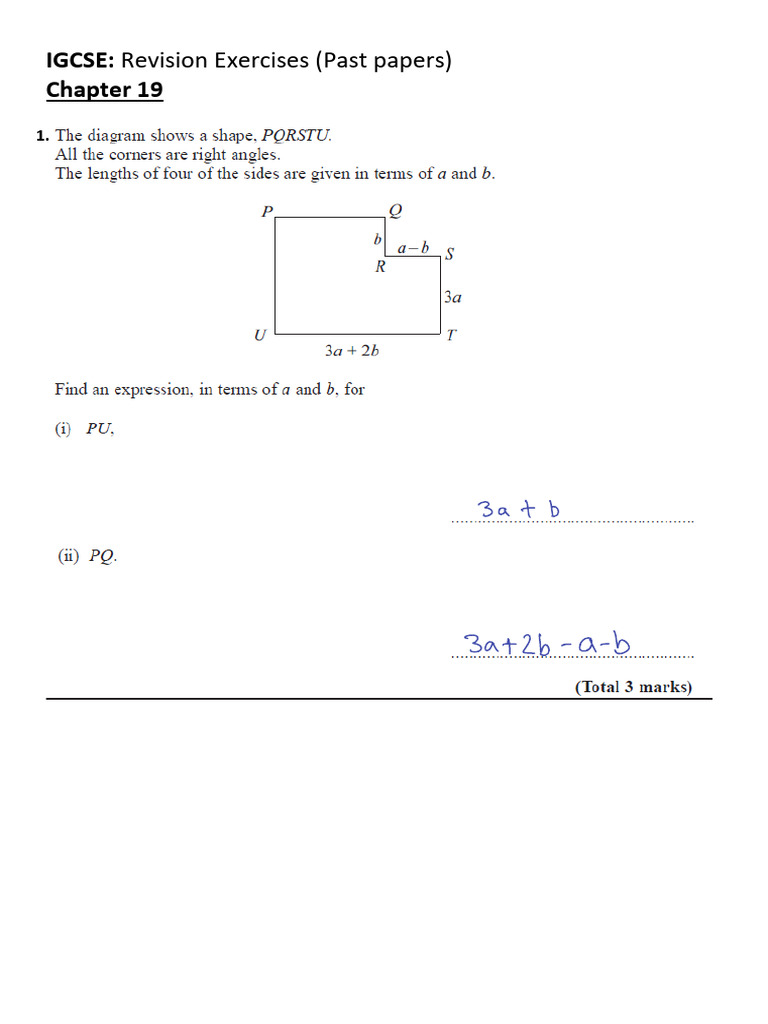 Areas and Perimeters (Exam Questions) | PDF