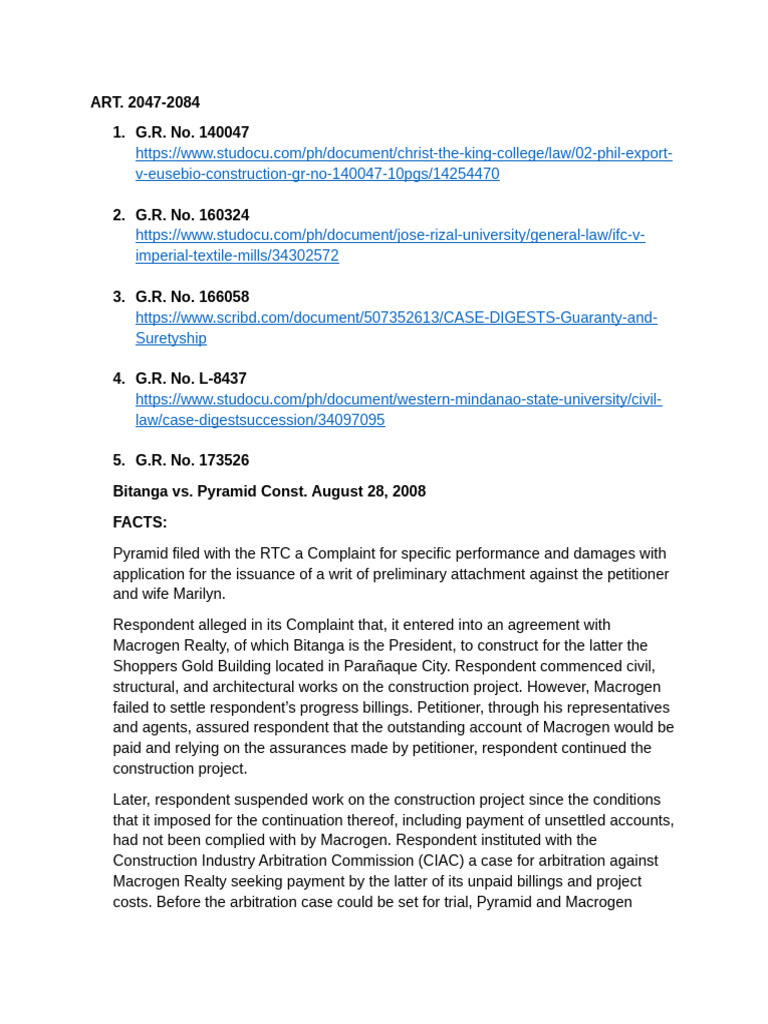 Additional Cases Commercial Law | PDF | Surety | Guarantee