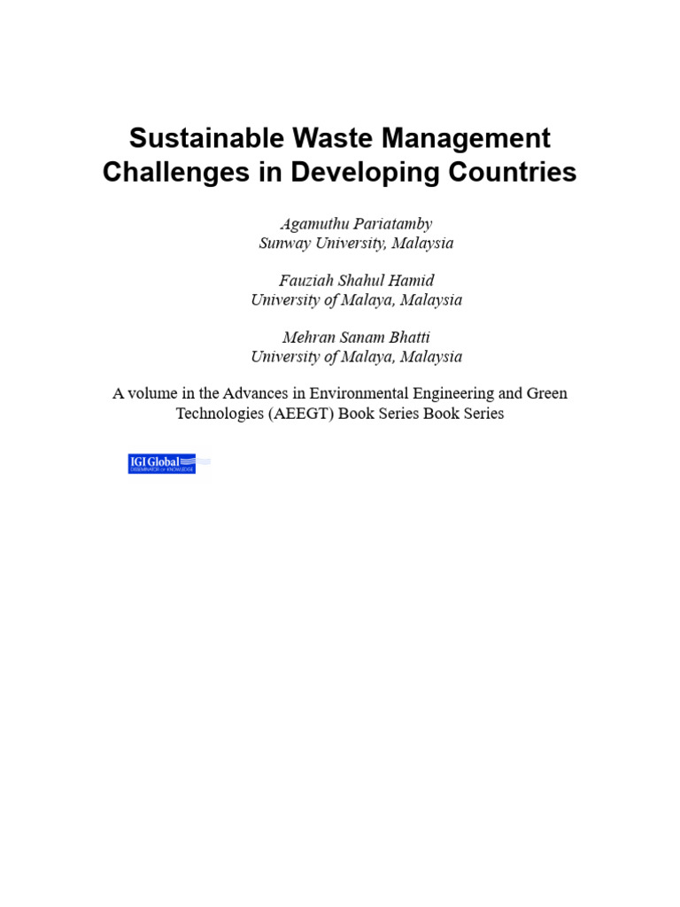 Sustainable Waste Management Challenges in Developing Countries (Fauziah Shahul Hamid, Mehran ...