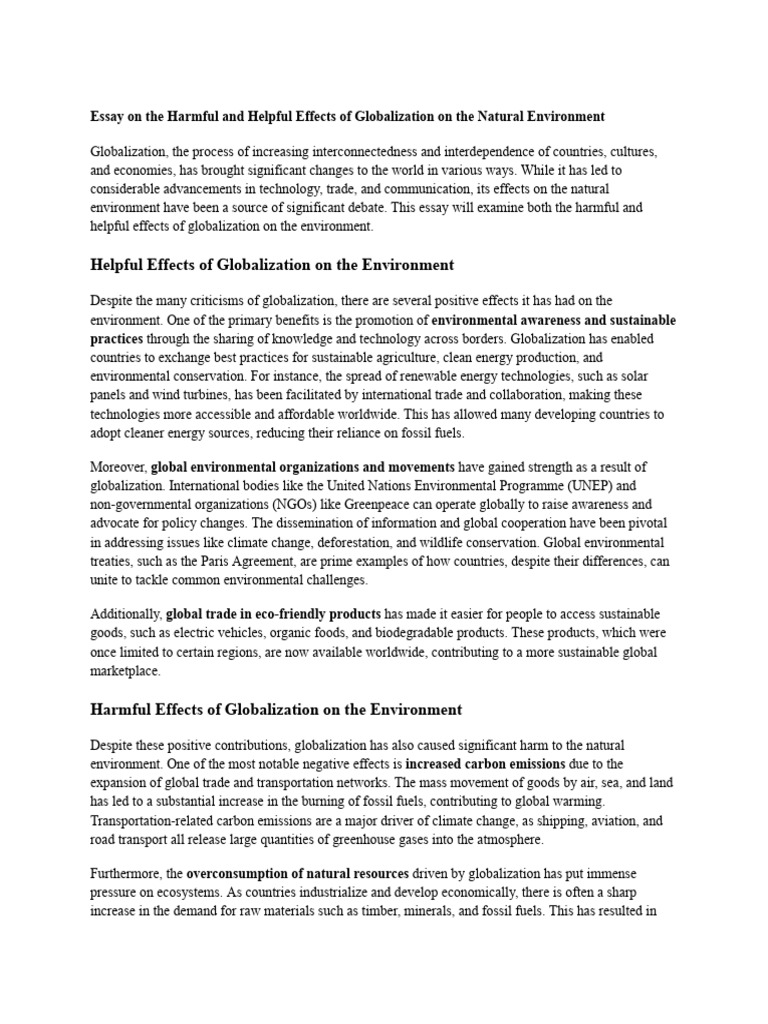 Globalization's Impact on the Environment | PDF | Sustainability ...