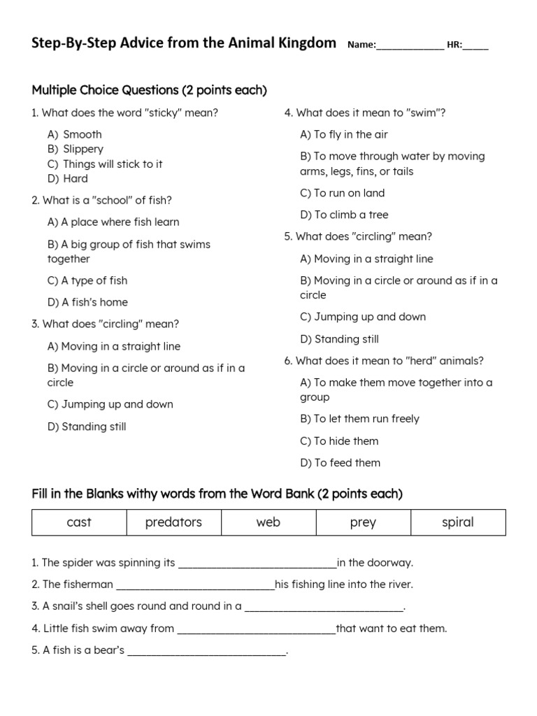 Step by Step Story Worksheet | PDF | Predation | Fish