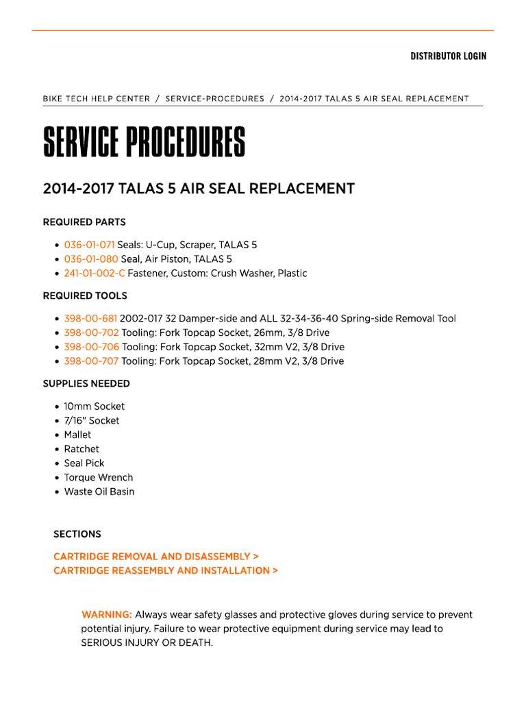 Fox Talas 5 Rebuild | PDF