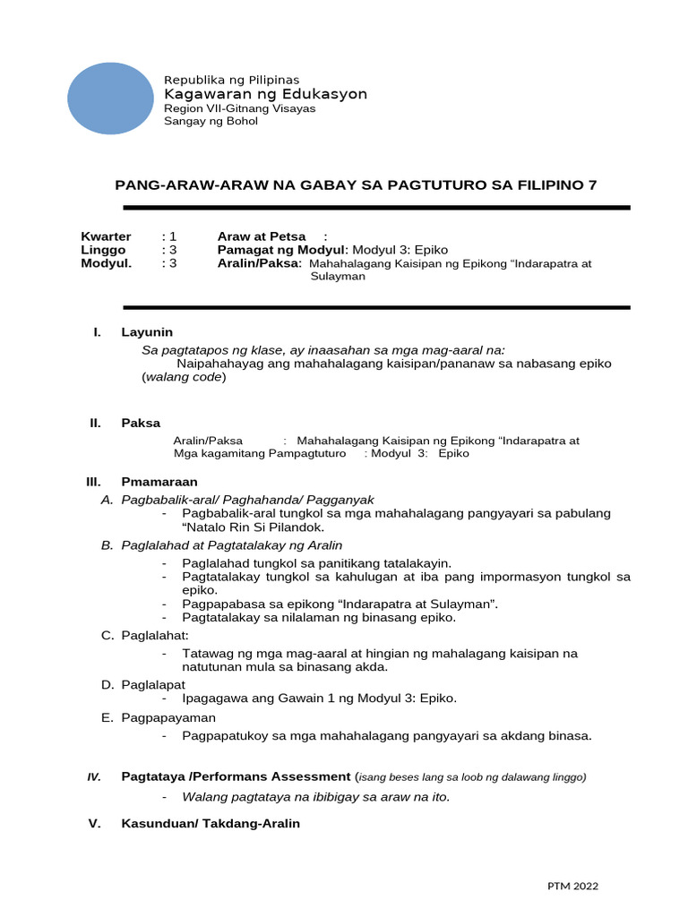 DLG -FILIPINO-7-Q1-WK3-Day1-1 | PDF