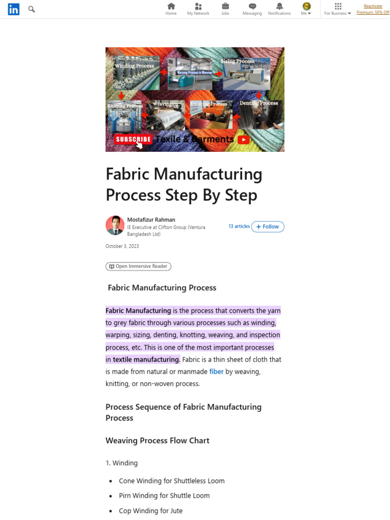 Fabric Manufacturing Process Step by Step - LinkedIn | PDF | Loom ...