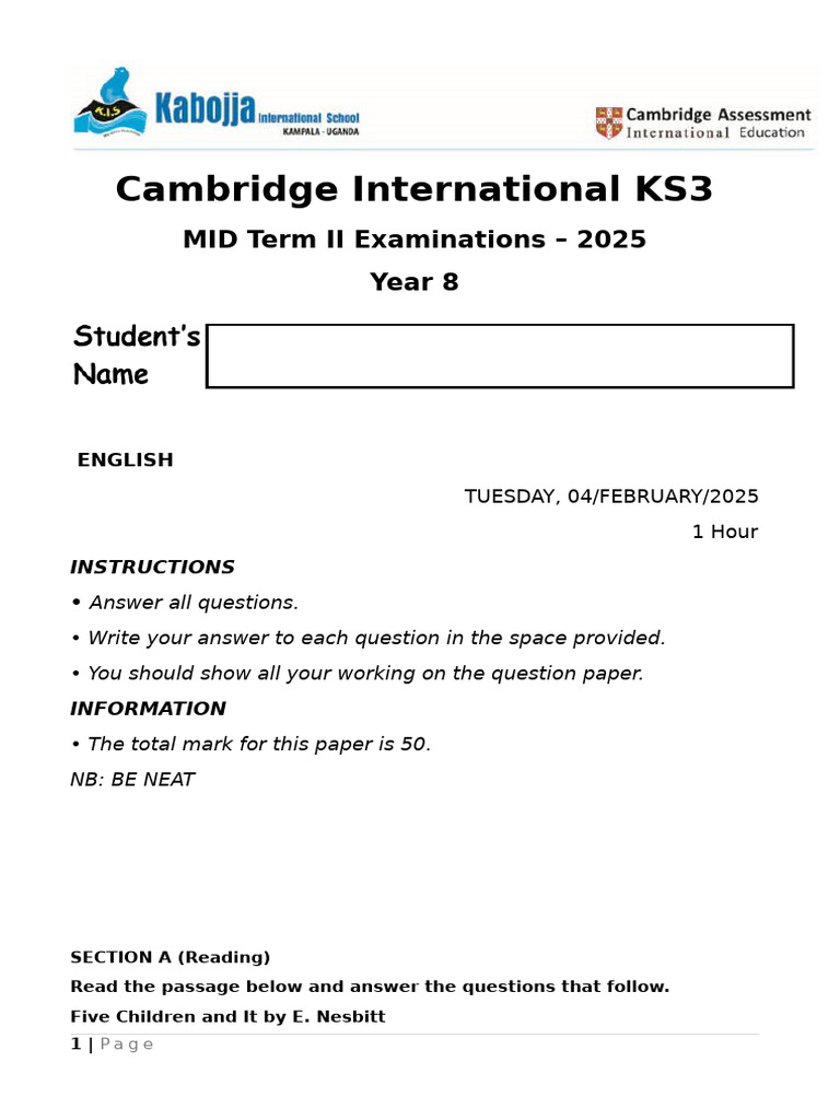Year 8 English Mid Term 2 2025 | PDF