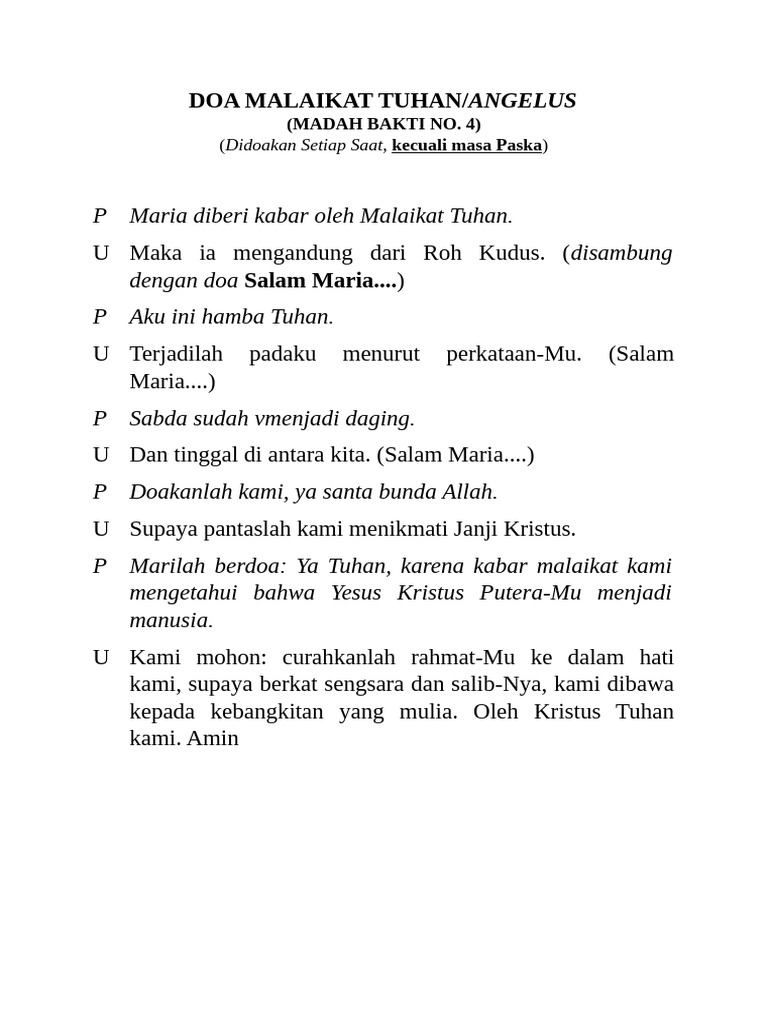 Doa Angelus dan Ratu Surga | PDF